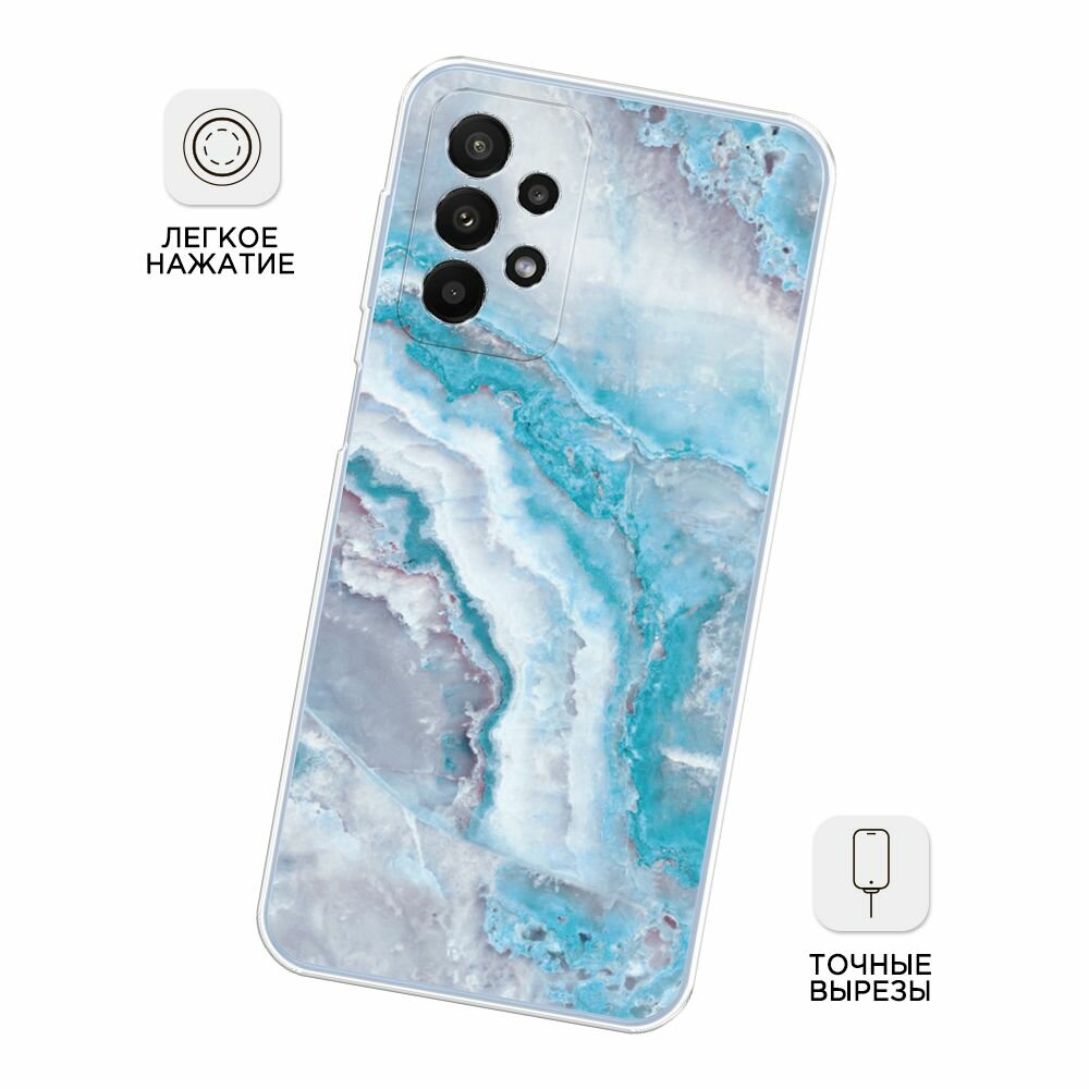 Чехол на Samsung Galaxy A23 / Самсунг Галакси А23 с принтом "Нежно-голубой мрамор" — фото 1