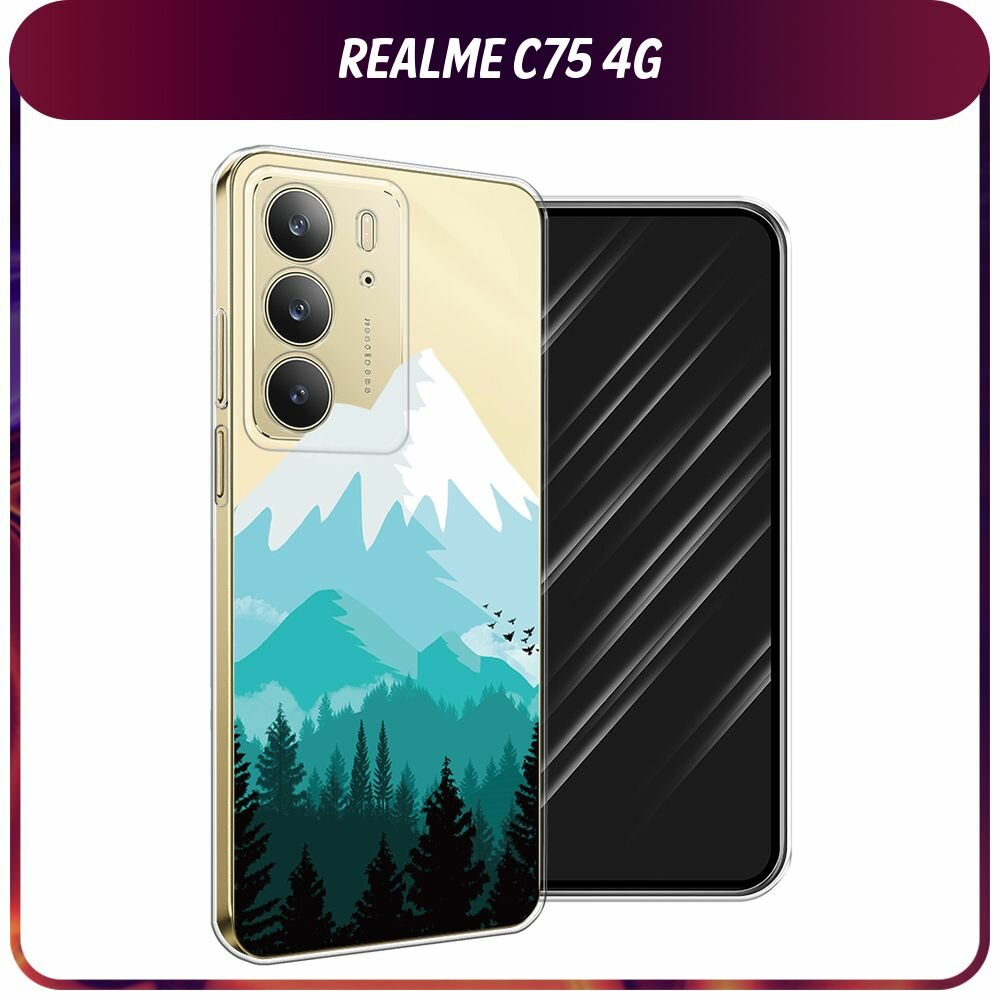 Чехол на Realme C75 4G / Реалми C75 4G с принтом "Синяя снежная гора", прозрачный