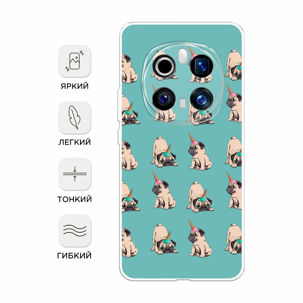 Чехол на Honor Magic 7 Pro / Хонор Мэджик 7 Про с принтом сладкие мопсы — фото 1