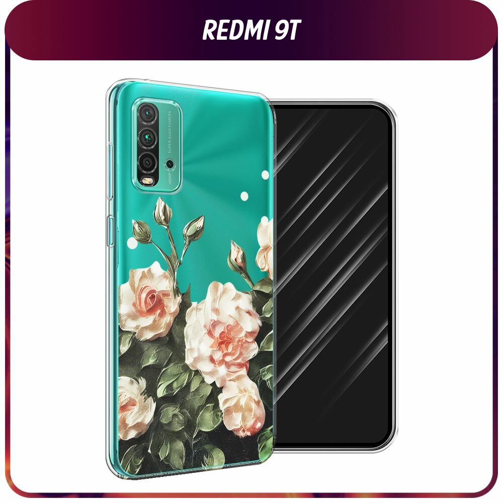 Чехол на Xiaomi Redmi 9T / Сяоми Редми 9Т с принтом "Цветочная картина 2", прозрачный