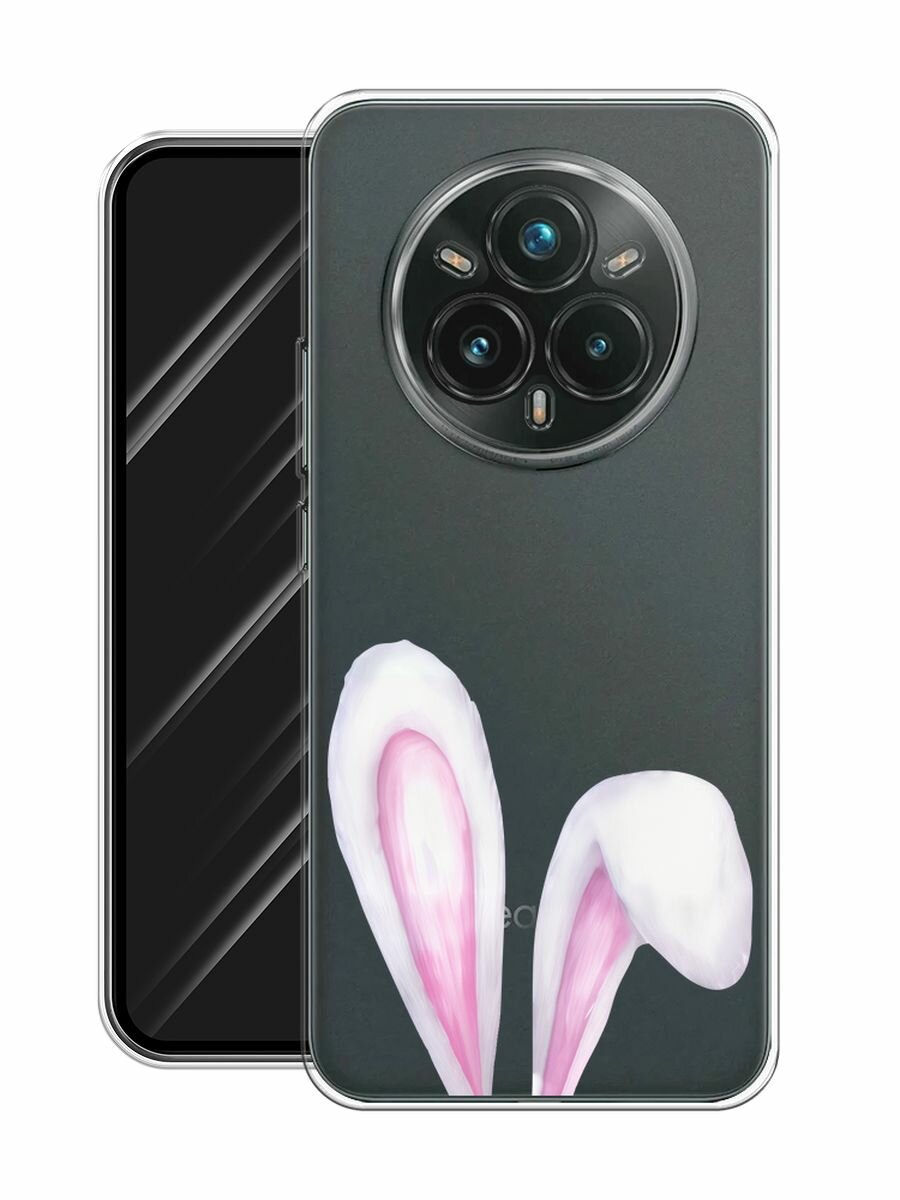 Чехол на Realme 14 Pro / Реалми 14 Про с принтом "Кроличьи уши 2", прозрачный — фото 1