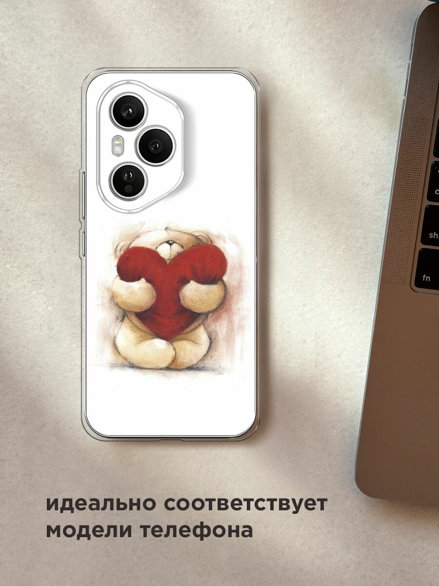 Чехол на Honor 400 Pro / Хонор 400 Про с принтом "Мишка с сердцем 1" — фото 1