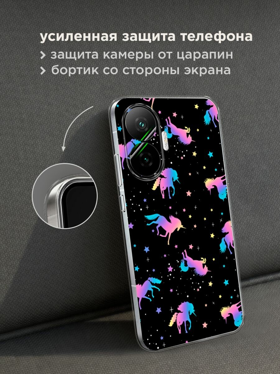 Силиконовый чехол на Poco F7 / Поко F7 с принтом "Единороги градиент" — фото 1