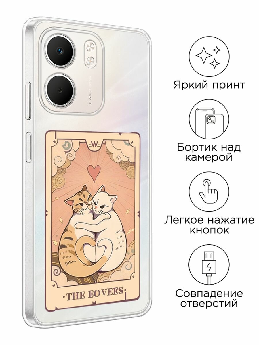 Чехол на Oppo A5x / Оппо А5x с принтом "The lovers cats 2 - 14 февраля", прозрачный — фото 1
