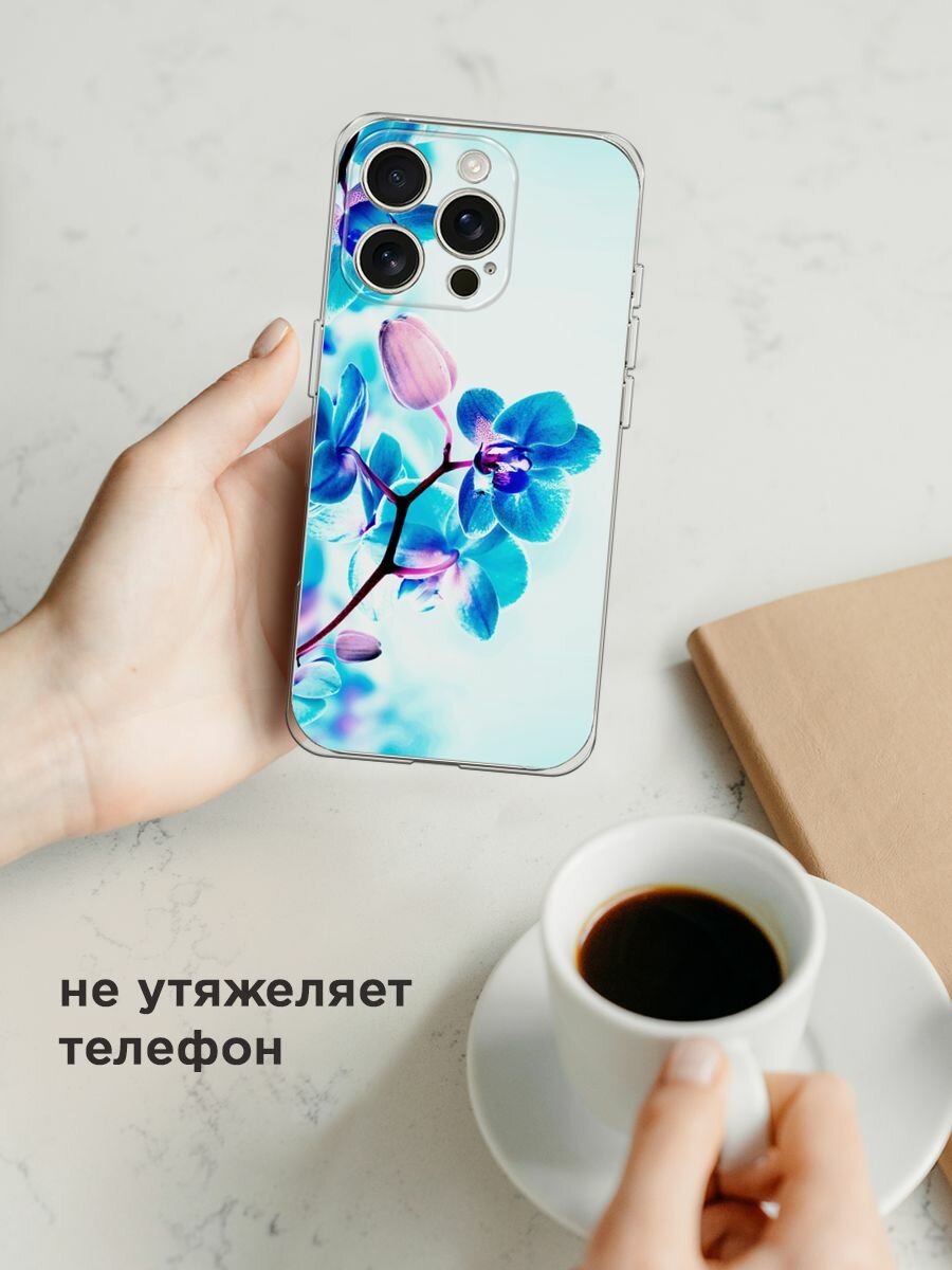 Чехол на Apple iPhone 16 Pro / Айфон 16 Про с принтом "Голубая орхидея" — фото 1