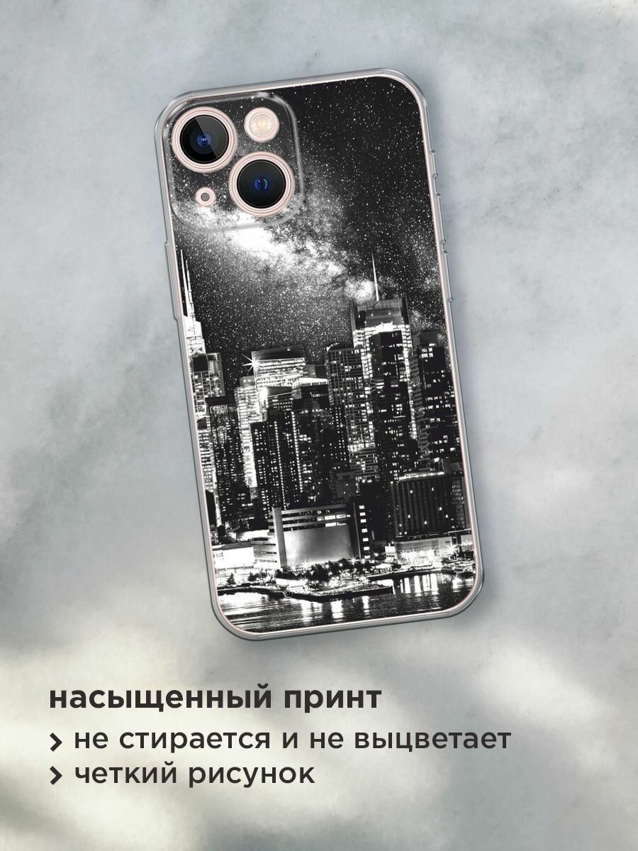 Чехол на Apple iPhone 13 mini / Айфон 13 мини с принтом "Ночной Нью-Йорк" — фото 1