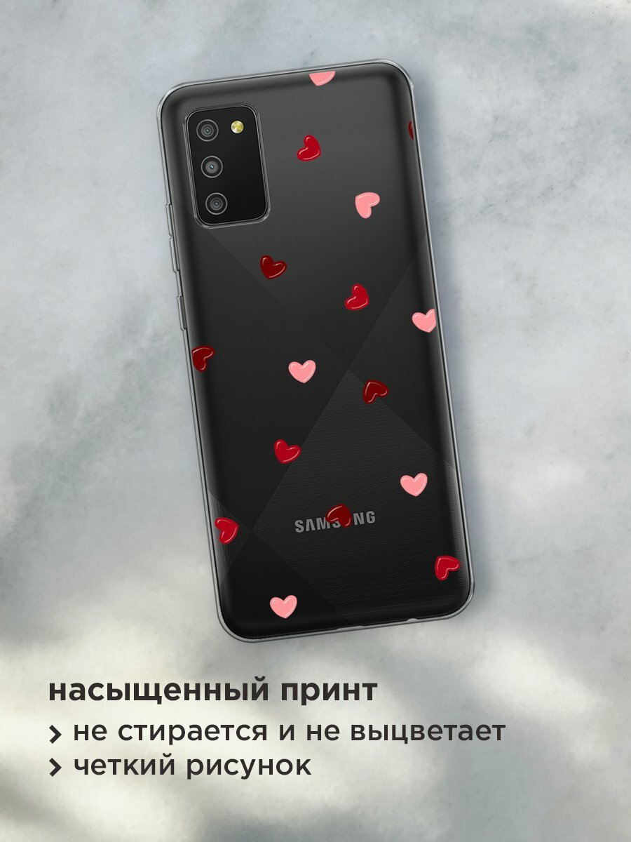 Чехол на Samsung Galaxy A02s / Самсунг Галакси A02s с принтом "Бордовые сердечки 2" — фото 1