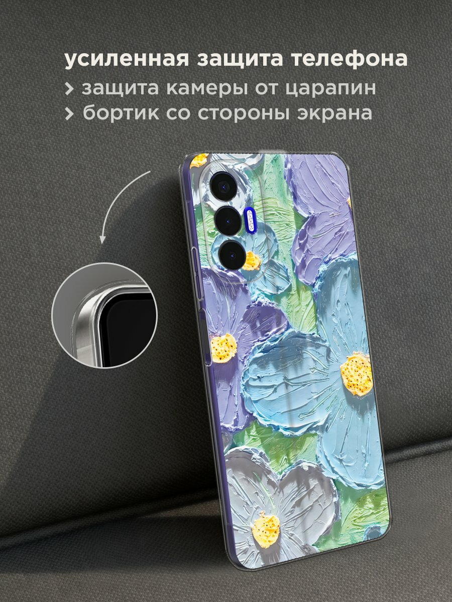 Чехол на Tecno Pova 3 / Текно Пова 3 с принтом "Масляные цветы 2" — фото 1