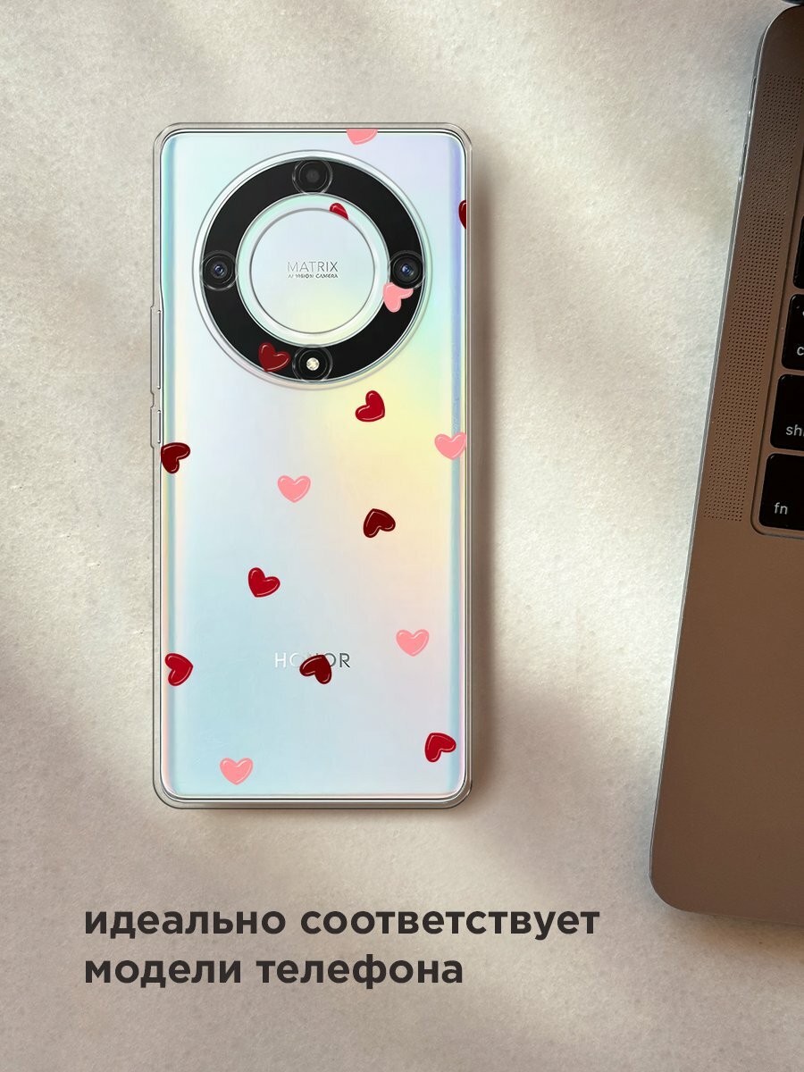 Чехол на Honor X9A / Хонор X9A с принтом "Бордовые сердечки 2" — фото 1