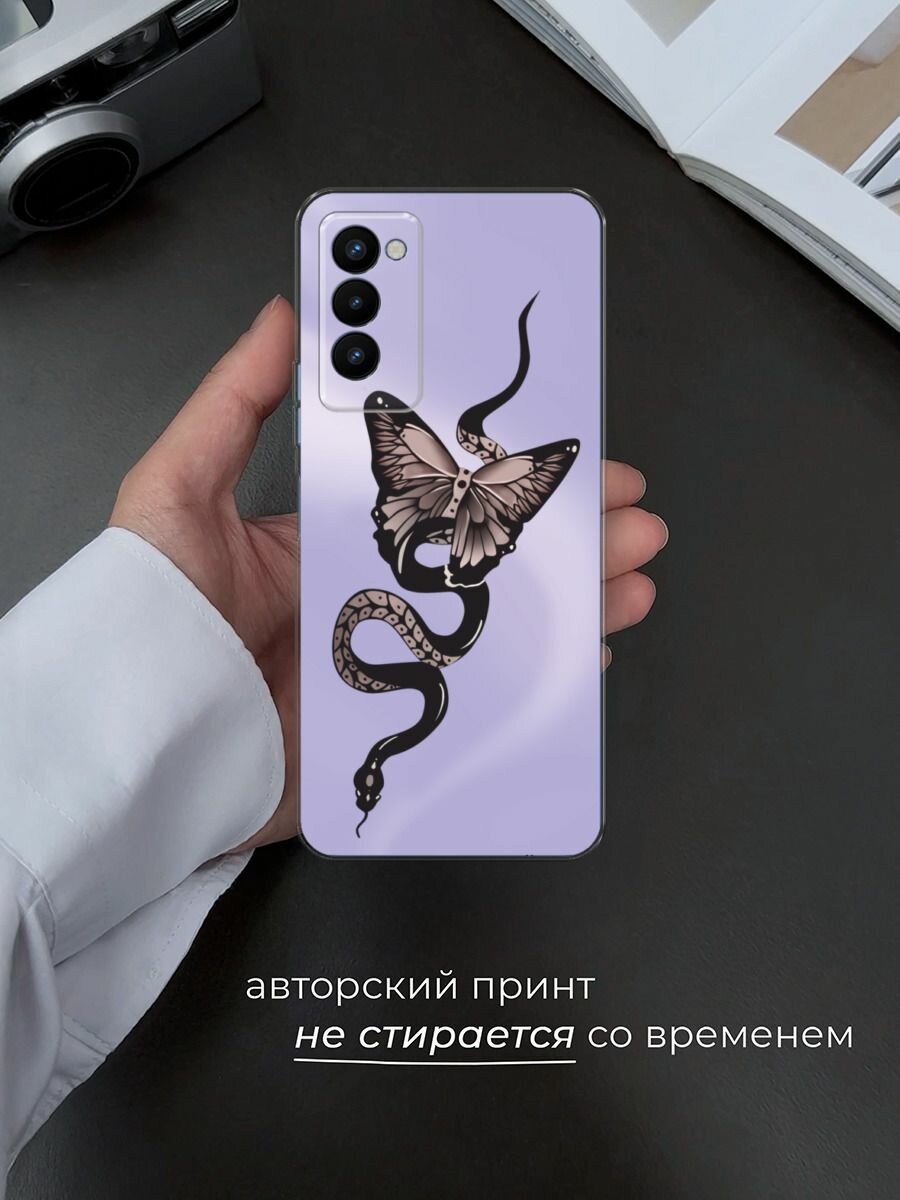 Чехол на Tecno Camon 18P / Техно Камон 18Р с принтом "Змеебабочка 1" — фото 1