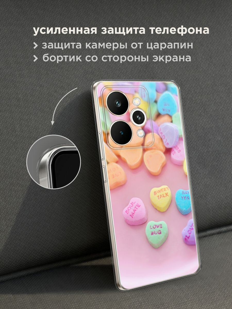 Чехол на Realme 15 Pro / Реалми 15 Про с принтом "Конфетки сердечки 2" — фото 1