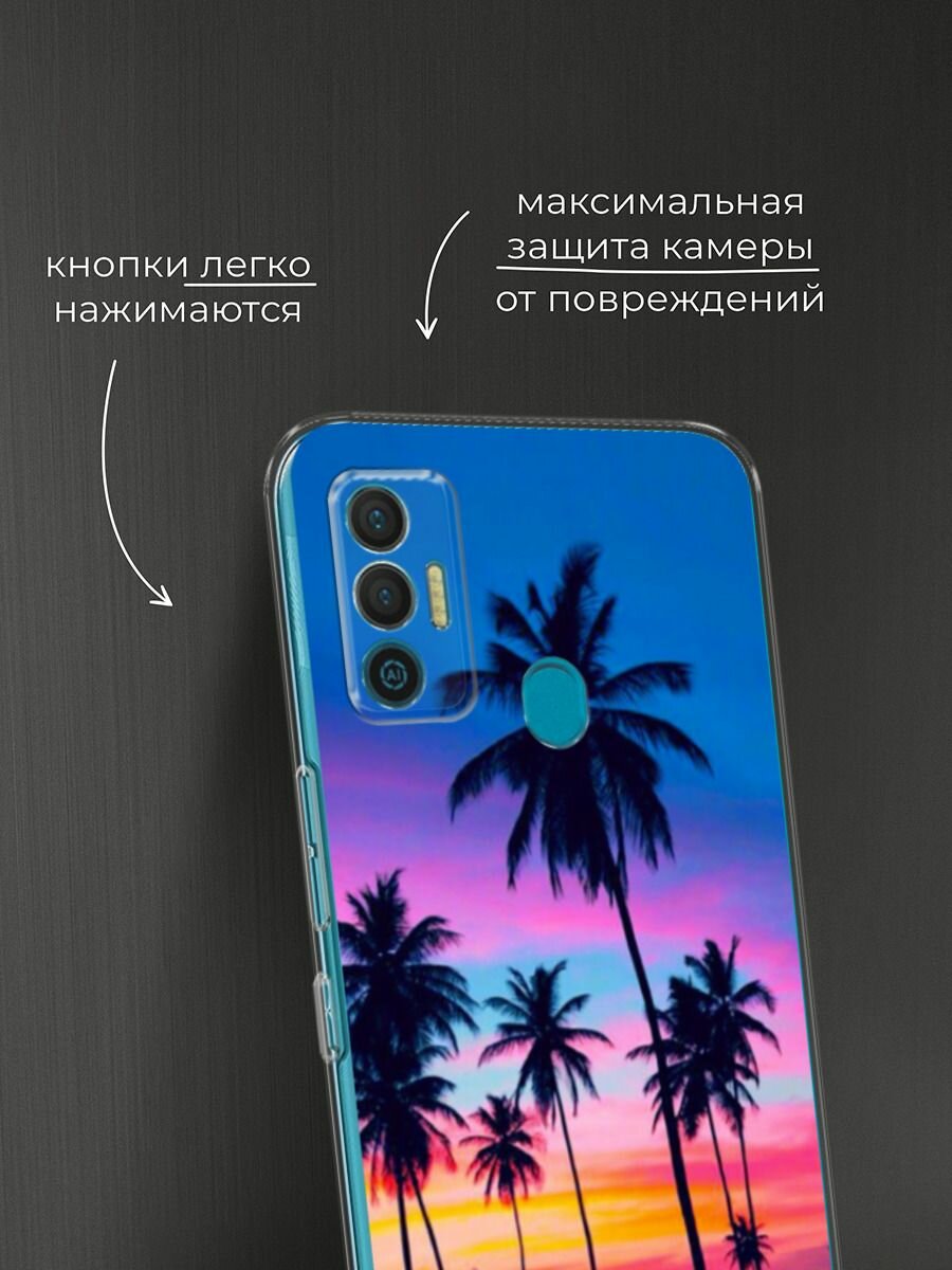 Силиконовый чехол на Tecno Spark 7 / Техно Спарк 7 с принтом "Закат 5" — фото 1