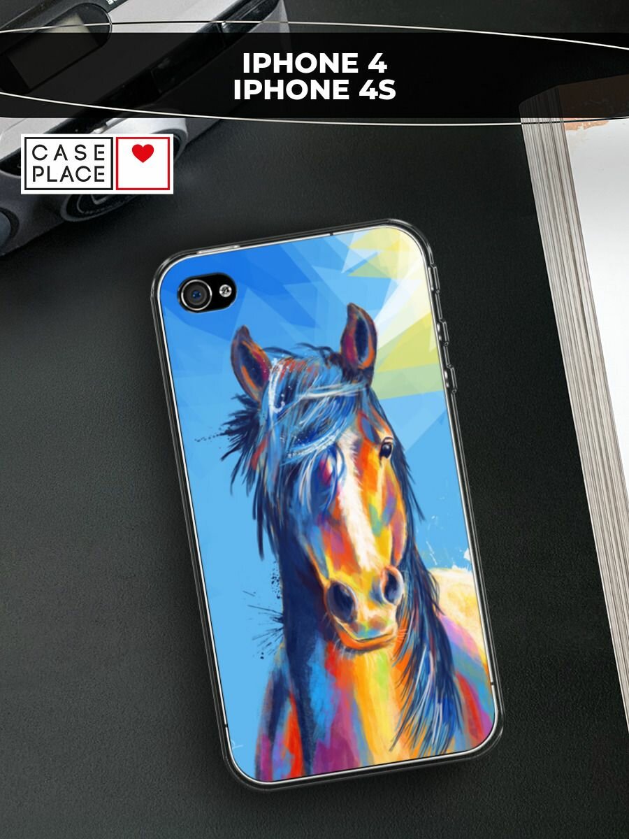 Чехол на Apple iPhone 4/4S / Айфон 4/4S с принтом "Лошадь арт 3"
