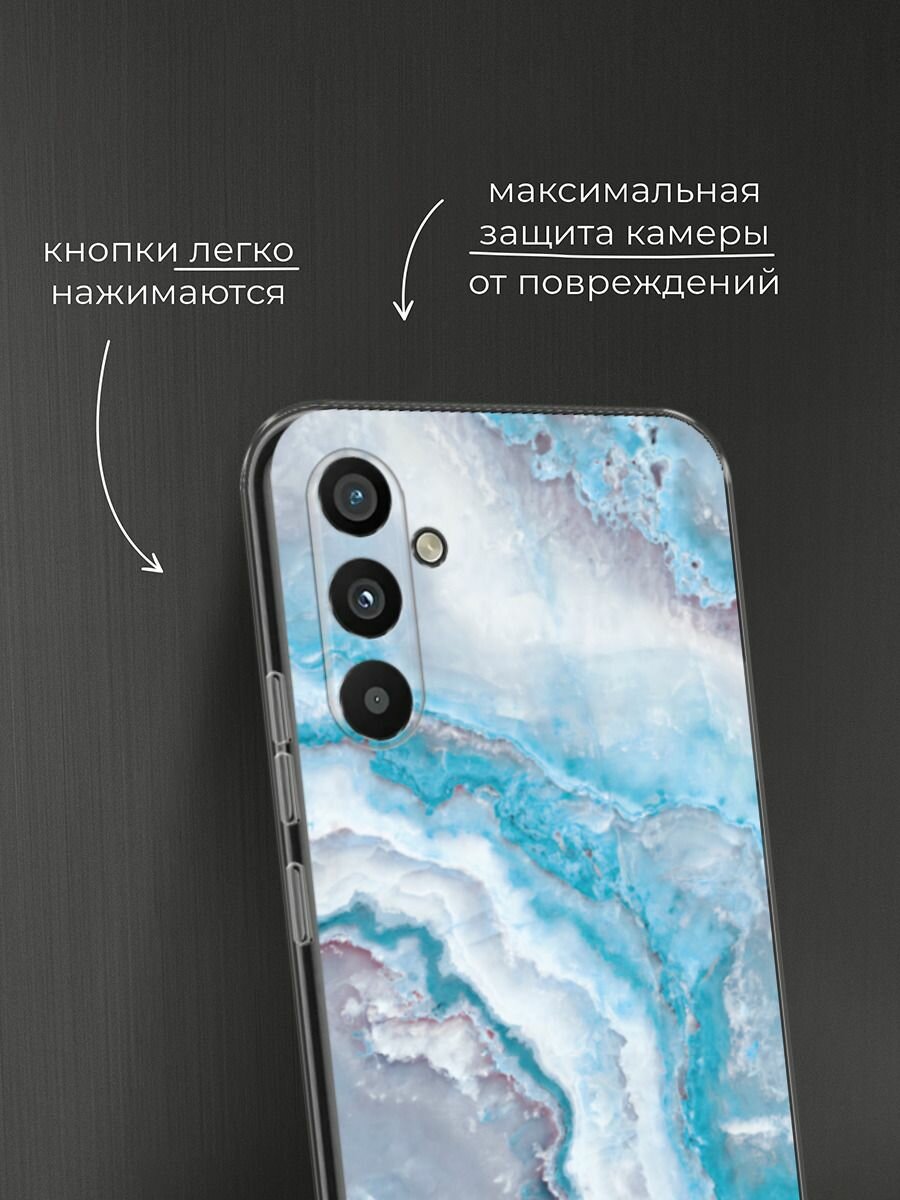 Чехол на Samsung Galaxy A34 / Самсунг A34 с принтом "Нежно-голубой мрамор" — фото 1