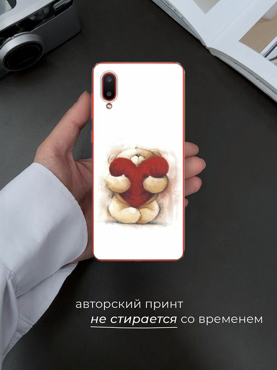 Чехол на Samsung Galaxy A02 / Самсунг Галакси А02 с принтом "Мишка с сердцем 1" — фото 1
