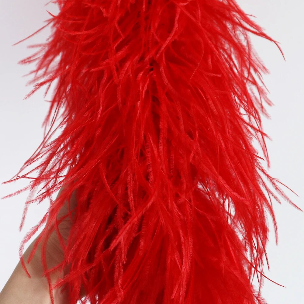 Декоративный боа из страусиных перьев BesdealFeather 50 см Красный, 50CM 8PLY, red