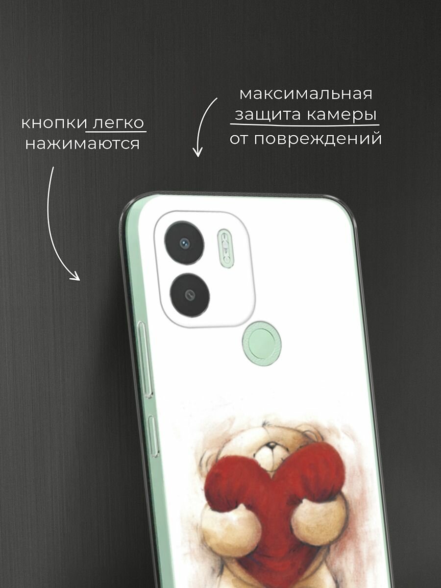 Чехол на Xiaomi Redmi A1+/Redmi A2+/Poco C51/C50 / Редми A1+ с принтом "Мишка с сердцем 1" — фото 1
