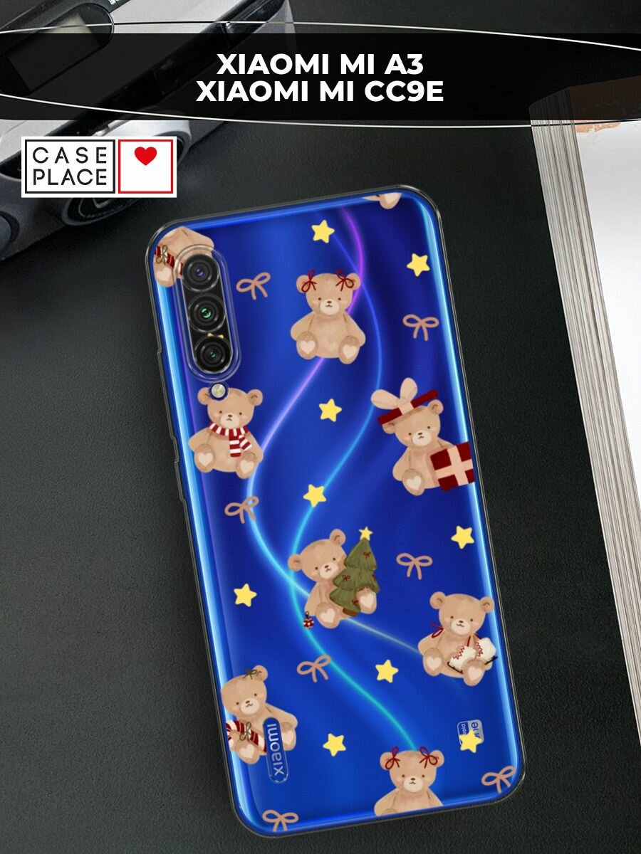 Чехол на Xiaomi Mi CC9E/Mi A3 / Сяоми Mi CC9E/Mi A3 с принтом "Игрушечный мишка", прозрачный
