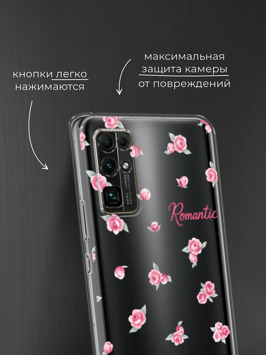 Чехол на Honor 30 / Хонор 30 с принтом "Romantic 2", прозрачный — фото 1