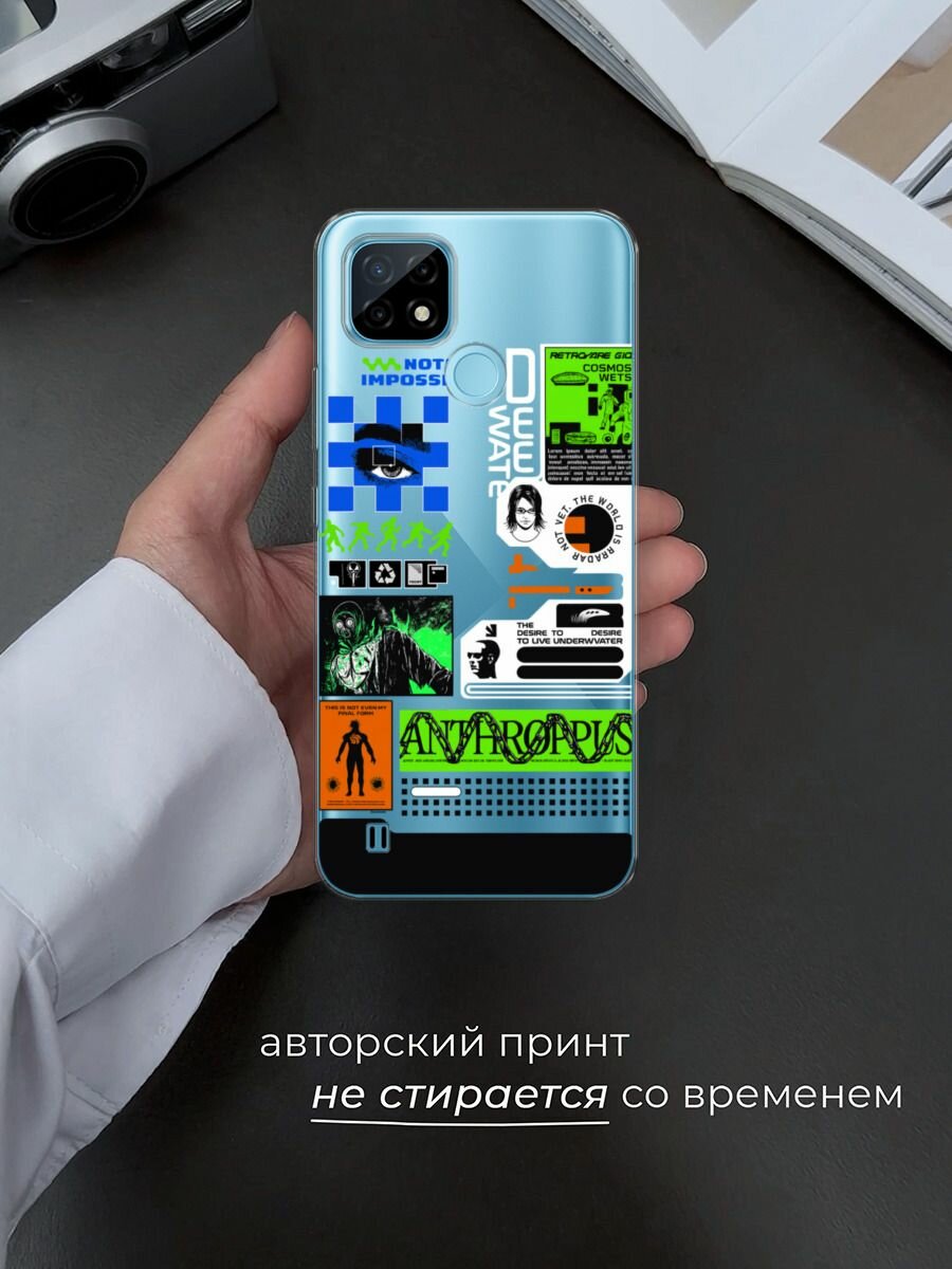 Чехол на Realme C21 / Реалми С21 с принтом "Nothing impossible", прозрачный — фото 1