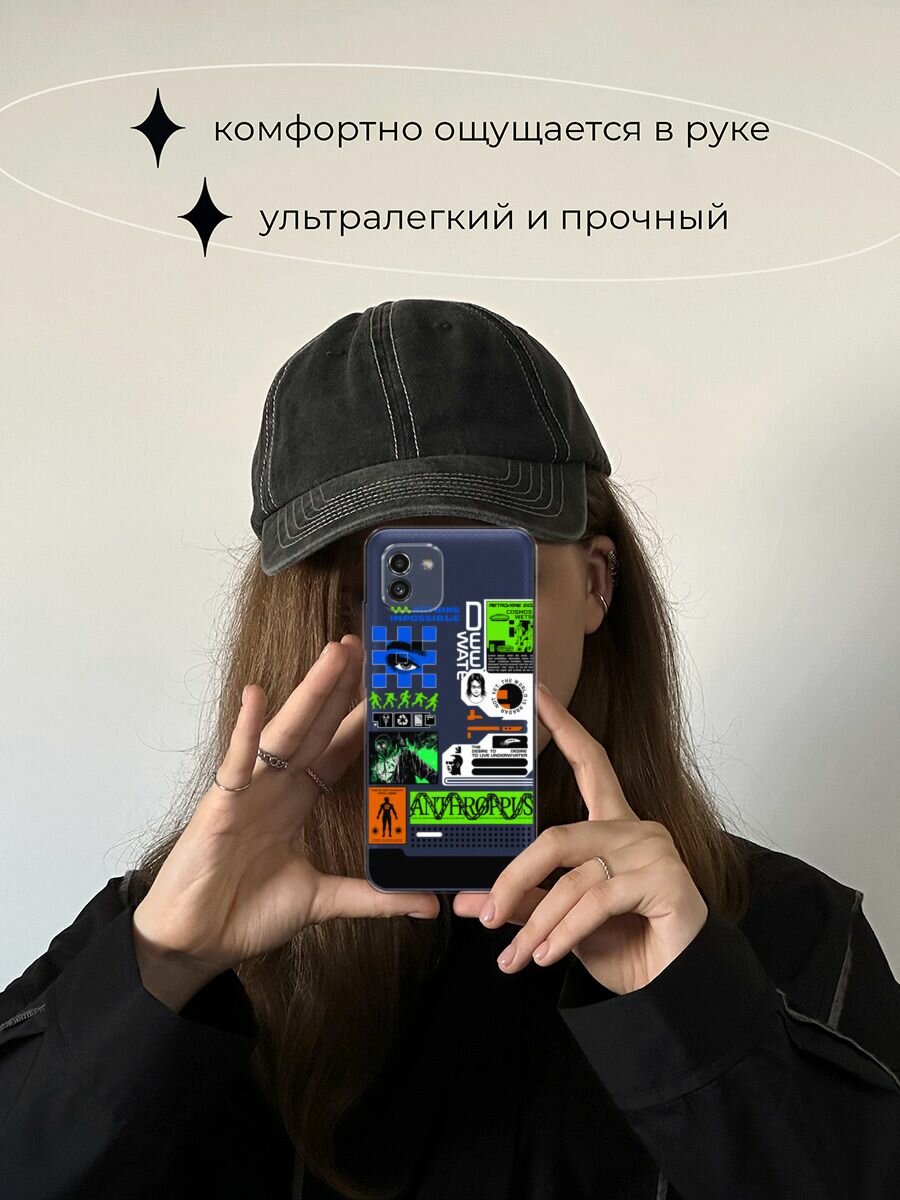 Чехол на Samsung Galaxy A03 / Самсунг Галакси А03 с принтом "Nothing impossible", прозрачный — фото 1