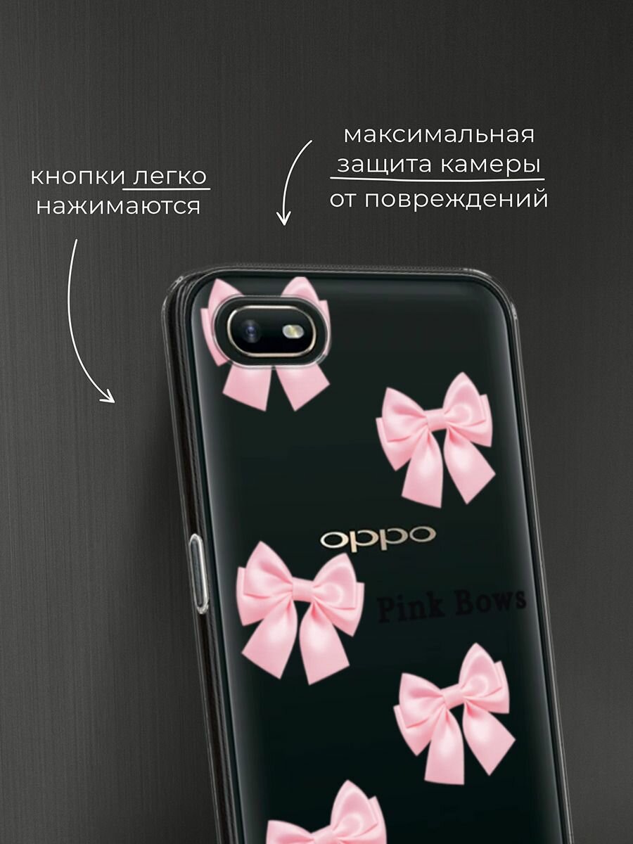 Чехол на Oppo A1k / Оппо А1к с принтом "Pink Bows", прозрачный — фото 1