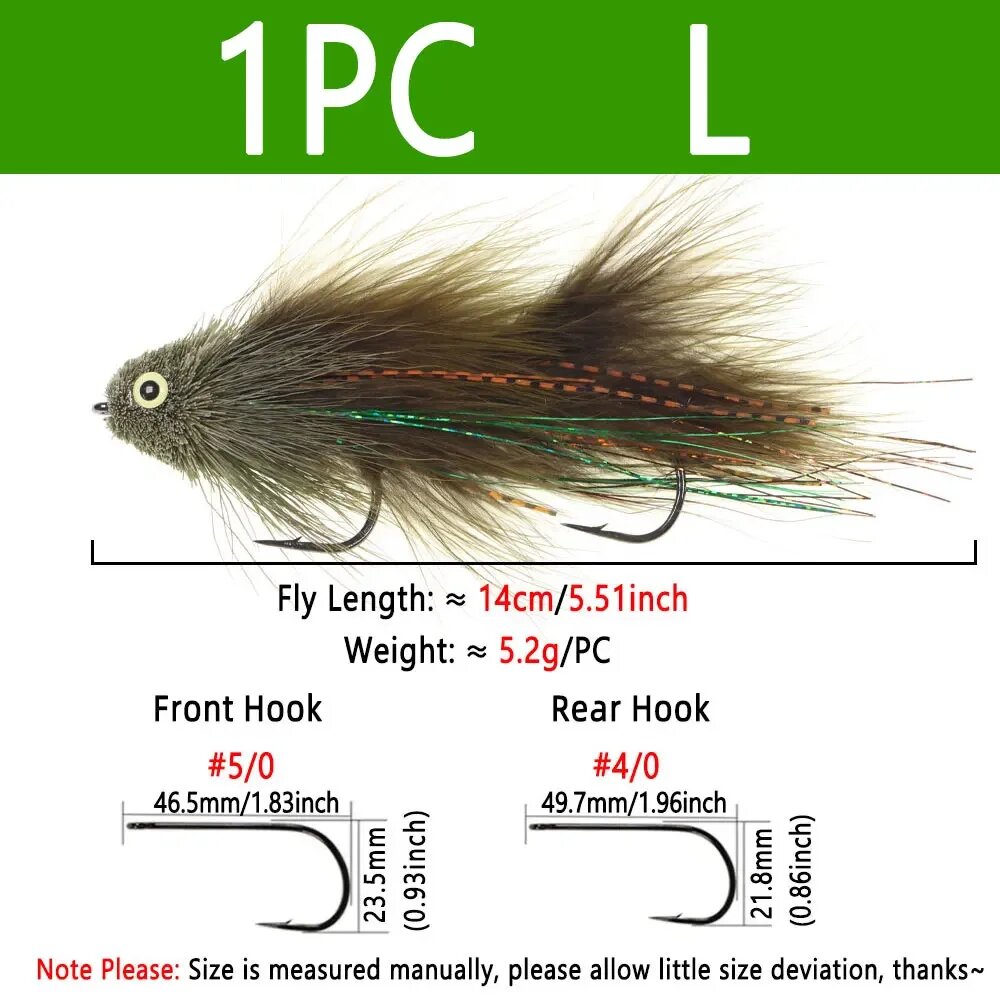 Bimoo Шарнирный стример для рыбы из оленьей шерсти 1pc Size L