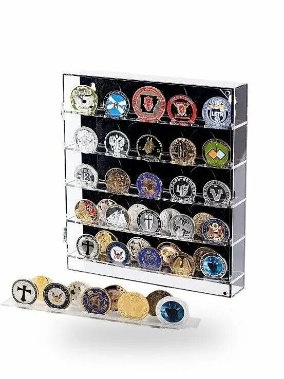 Акриловая витрина для монет и медалей, 5 слоёв, 26x30x4.9 см