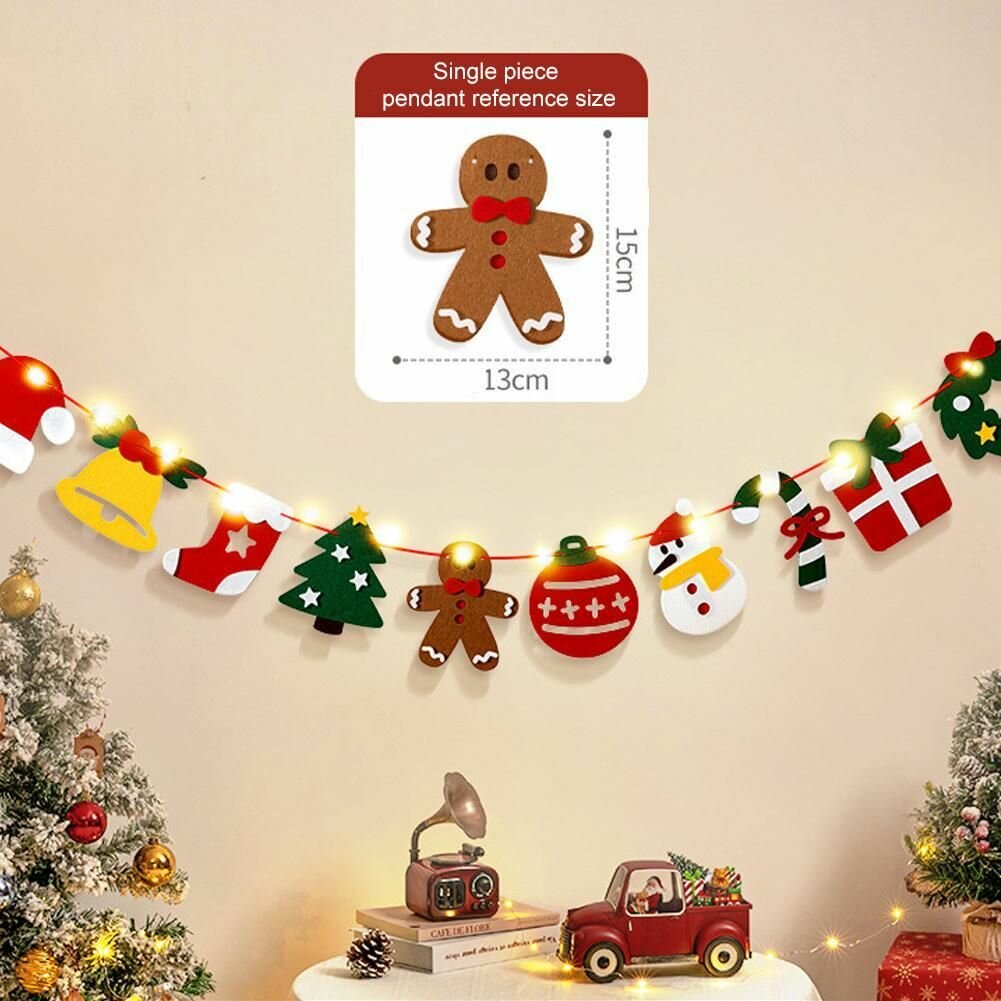 Рождественская гирлянда с флажками, светодиодная, для праздничного декора