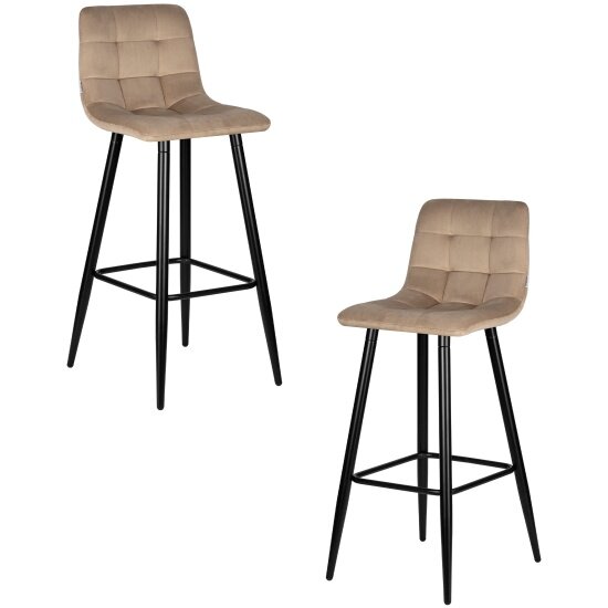 Стул барный Dobrin NICOLE (черные матовые ножки, мокко велюр (108-104))(2 шт/уп)