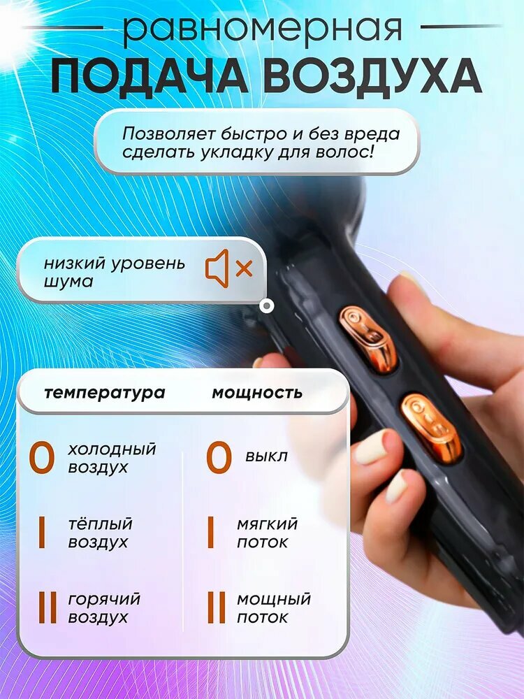 Фен для волос "Парикмахерский", 3 температурных режима, 3 скорости — фото 1