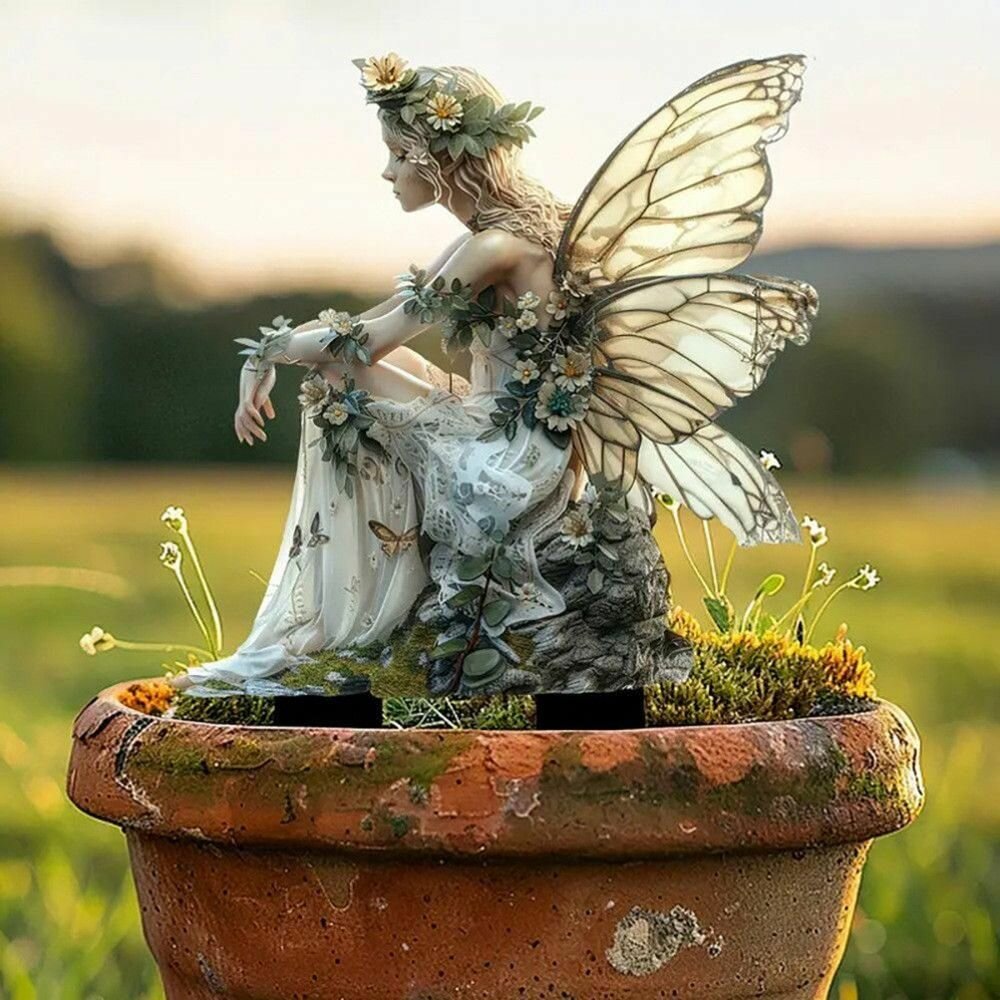 Садовые металлические статуэтки эльфы маленькие для украшения цветочных клумб, лоджий, клумб или горшков на заборе