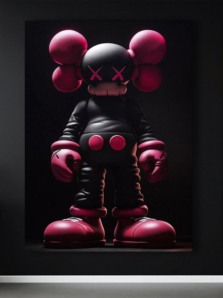 Картина на стену - "KAWS / кавс, Микки Маус" , 50х70 см.