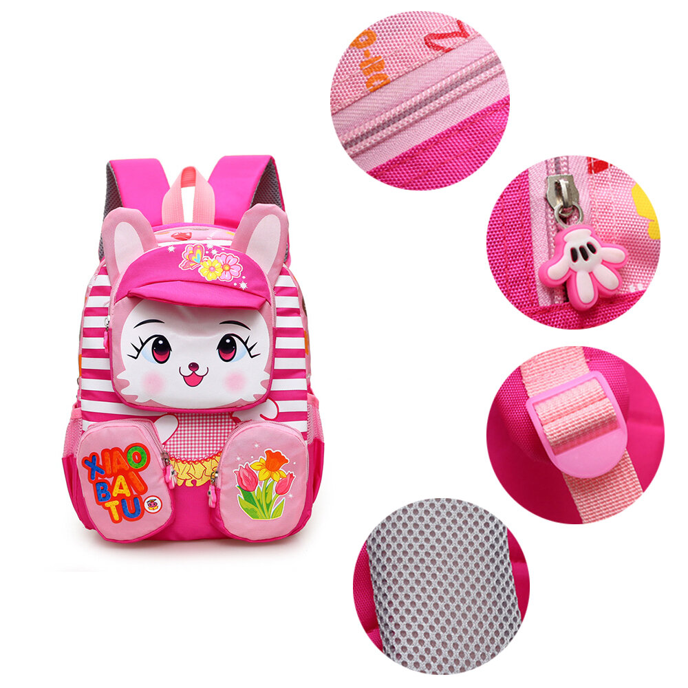 Детский рюкзак с изображением 3d кролика для девочек, детский розовый школьный рюкзак