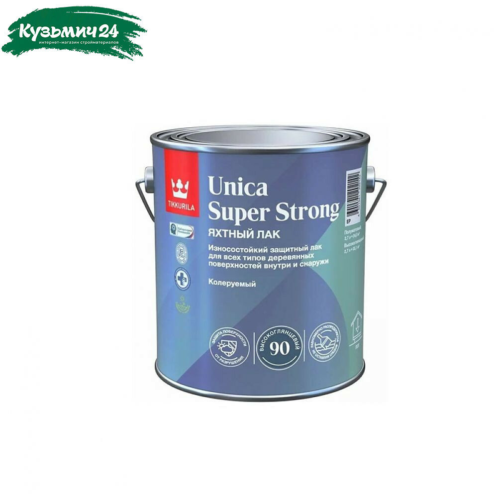 Лак TIKKURILA UNICA SUPER STRONG 90 яхтный глянцевый 2,7л