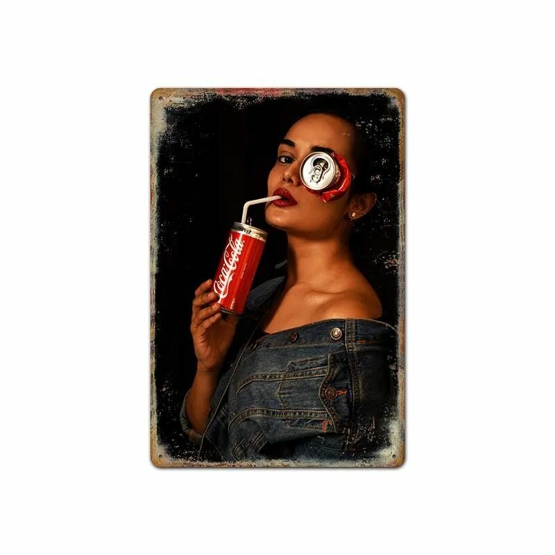 Реклама Coca-Cola, Жестяная табличка, Барный фон, домашний декор,30*20