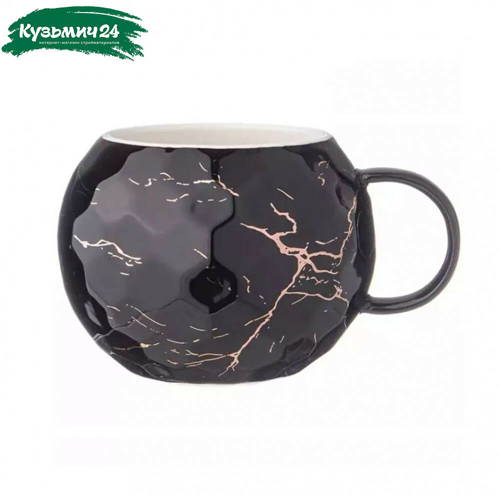 Кружка Lefard Breaktime 90-1086, фарфор, черная, 75х75х80 мм, 400 мл