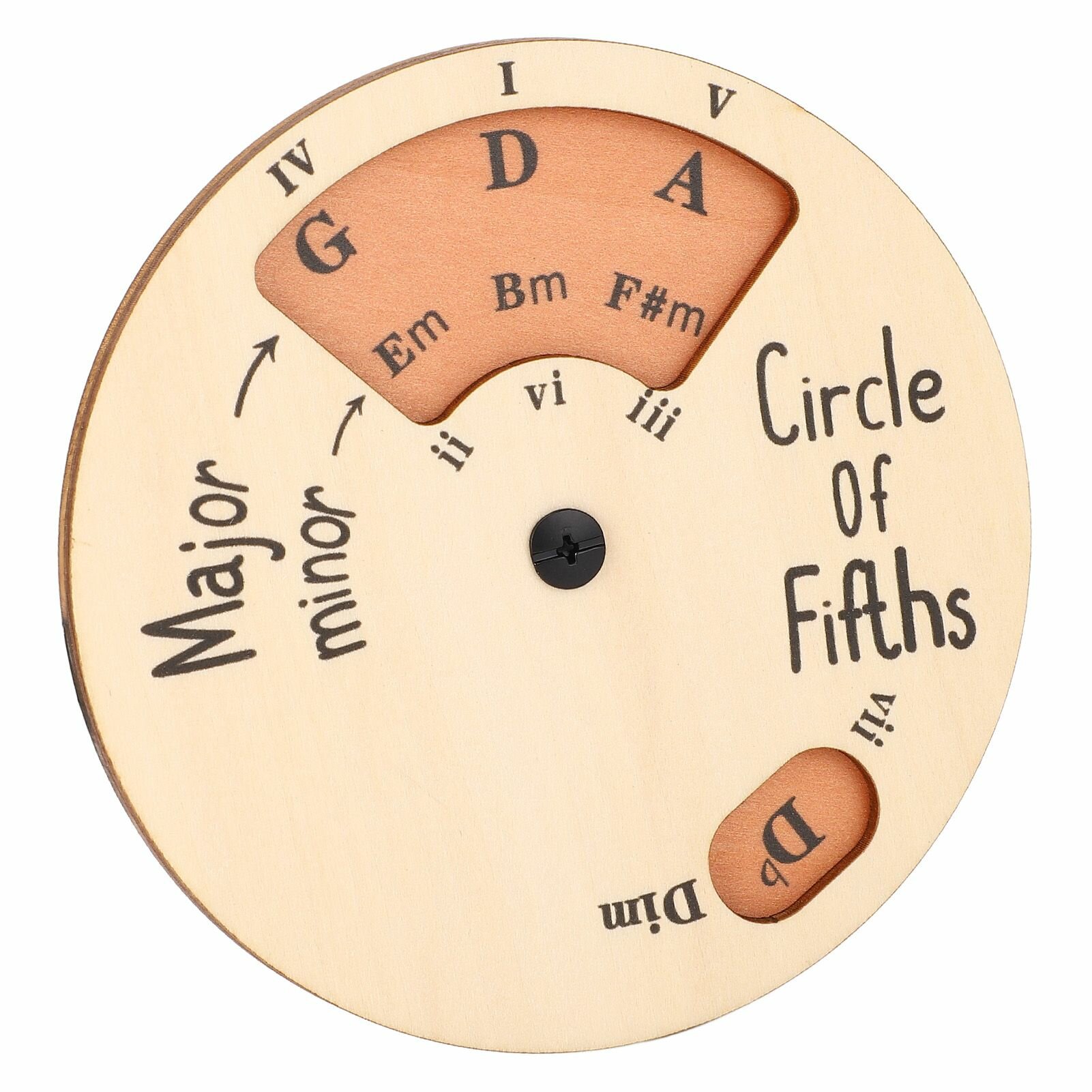 Круг Пятых из дерева для обучения музыке: Удобный вращающийся инструмент для изучения аккордов, мелодий и гармоний, подходит для фортепиано, гитары, укулеле и баса