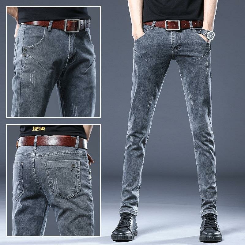 Охоты Брюки JYL Сезонные утеплённые толстые джинсы мужские универсальные эластичные узкие корейские длинные