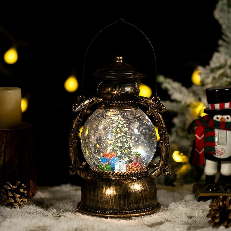Новогодний фонарь со снегом и подсветкой музыкальный