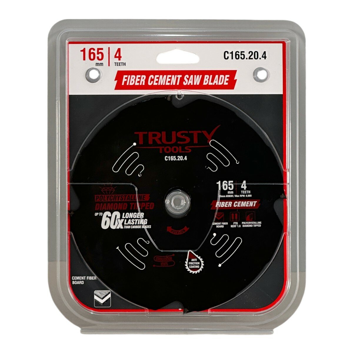 Диск пильный Trusty-Tools по фиброцементу 165x20 4T