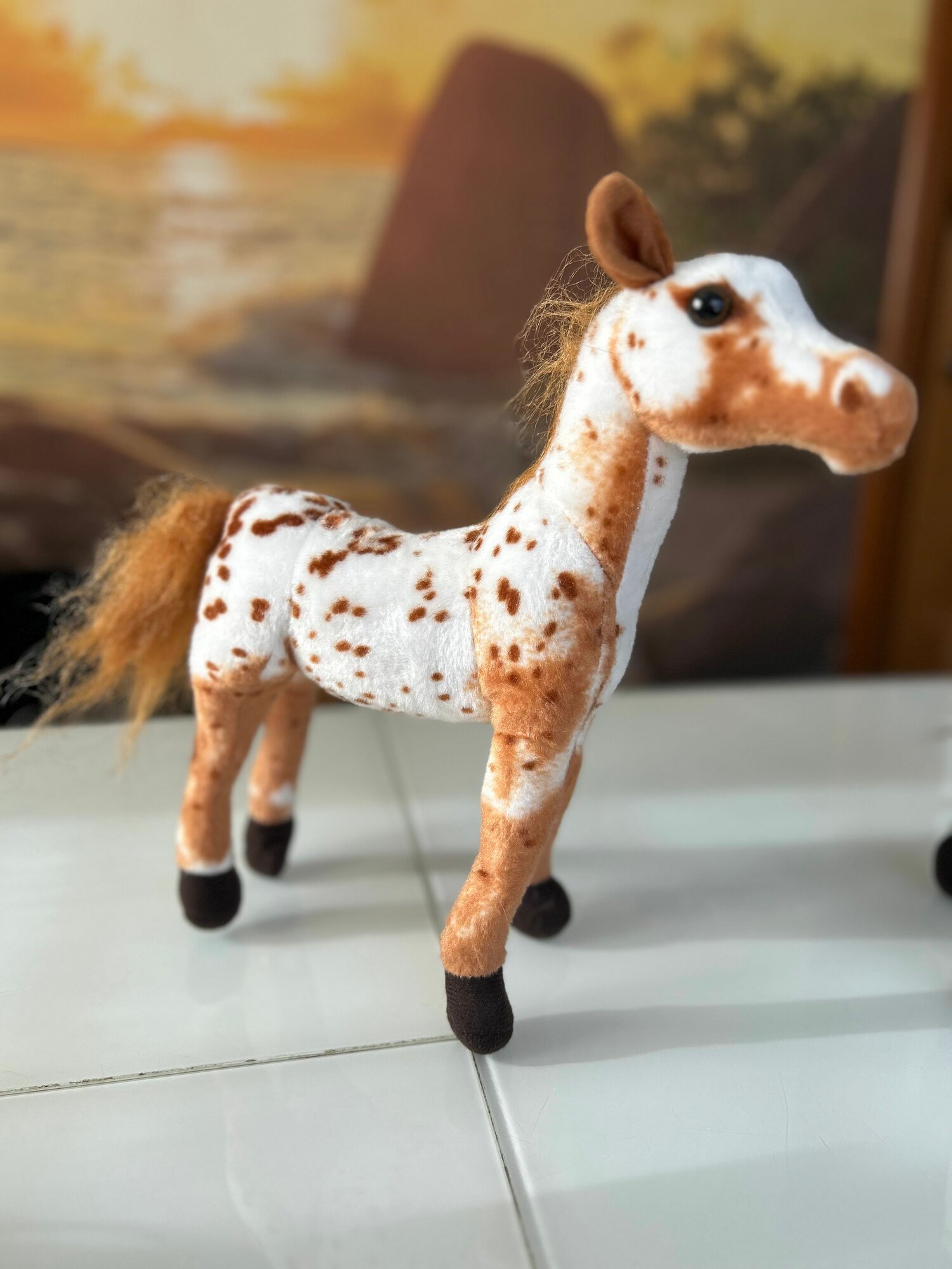 Лошадка пятнистая мягкая игрушка, высота 25см