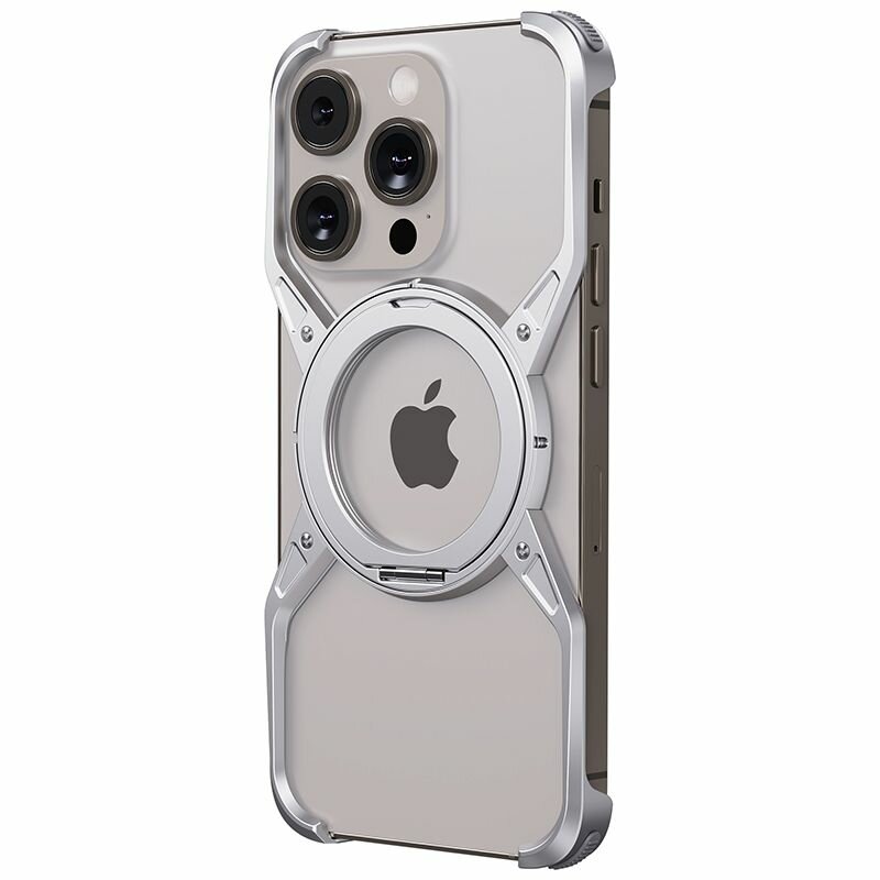 Минималистичный металлический безрамочный чехол с подставкой для iPhone 14 pro max, совместимый с MagSafe