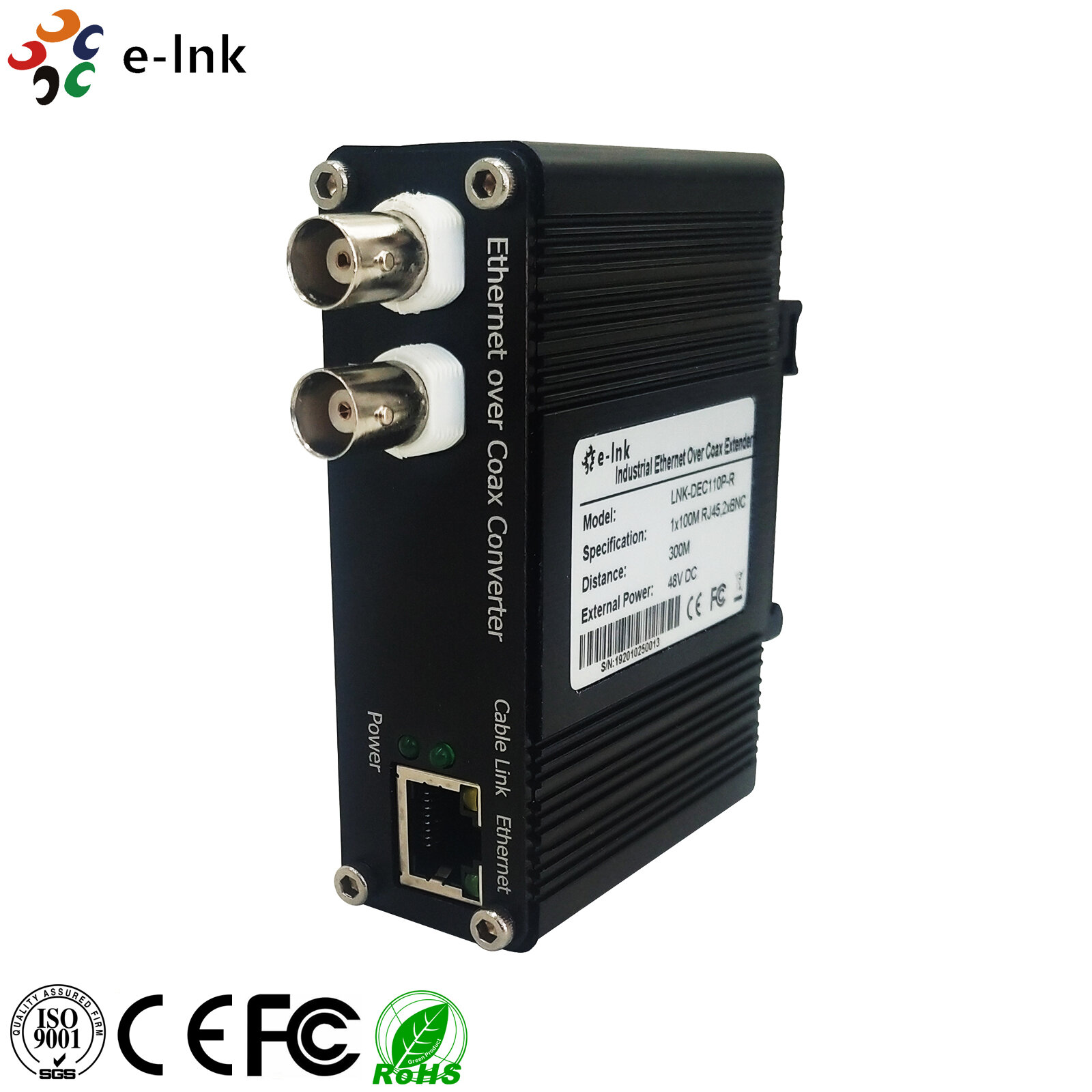 Удлинитель PoE Ethernet по коаксиальному кабелю 10/100Base-TX, 300 м