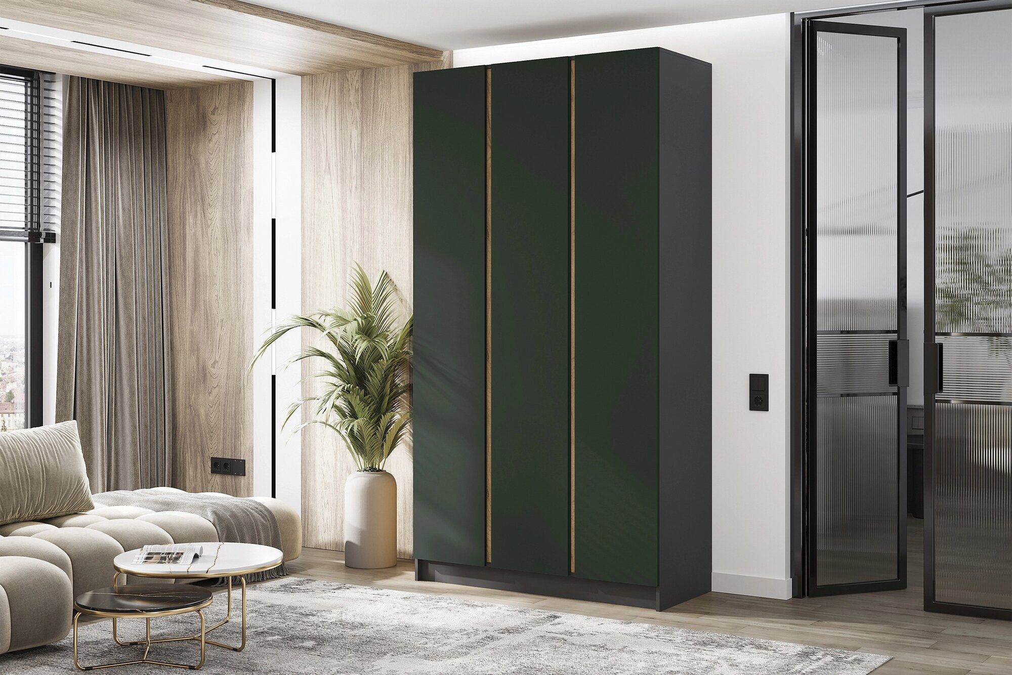 Келвин Шкаф 3-х ств. (1200) (Изумрудный, Графит)