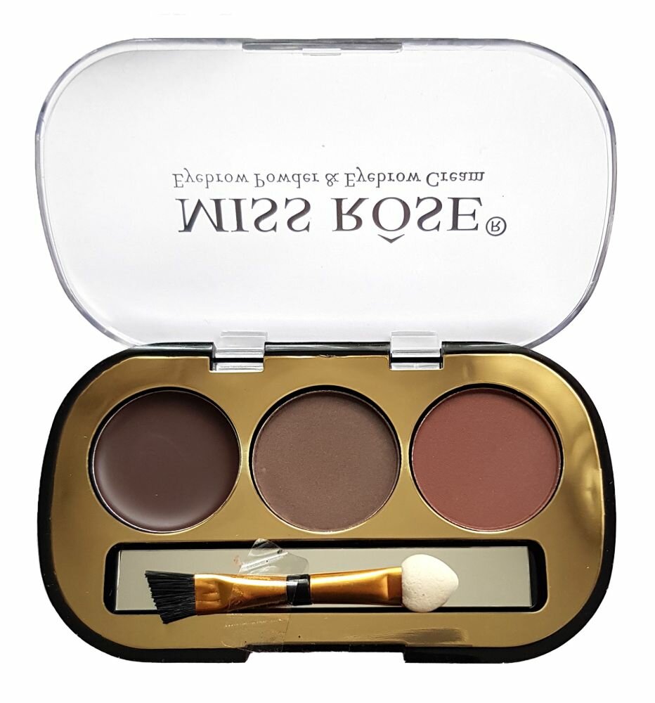 Палетка теней для бровей Miss Rose Eyebrow Powder & Eyebrow Cream, 3 оттенка, набор 03