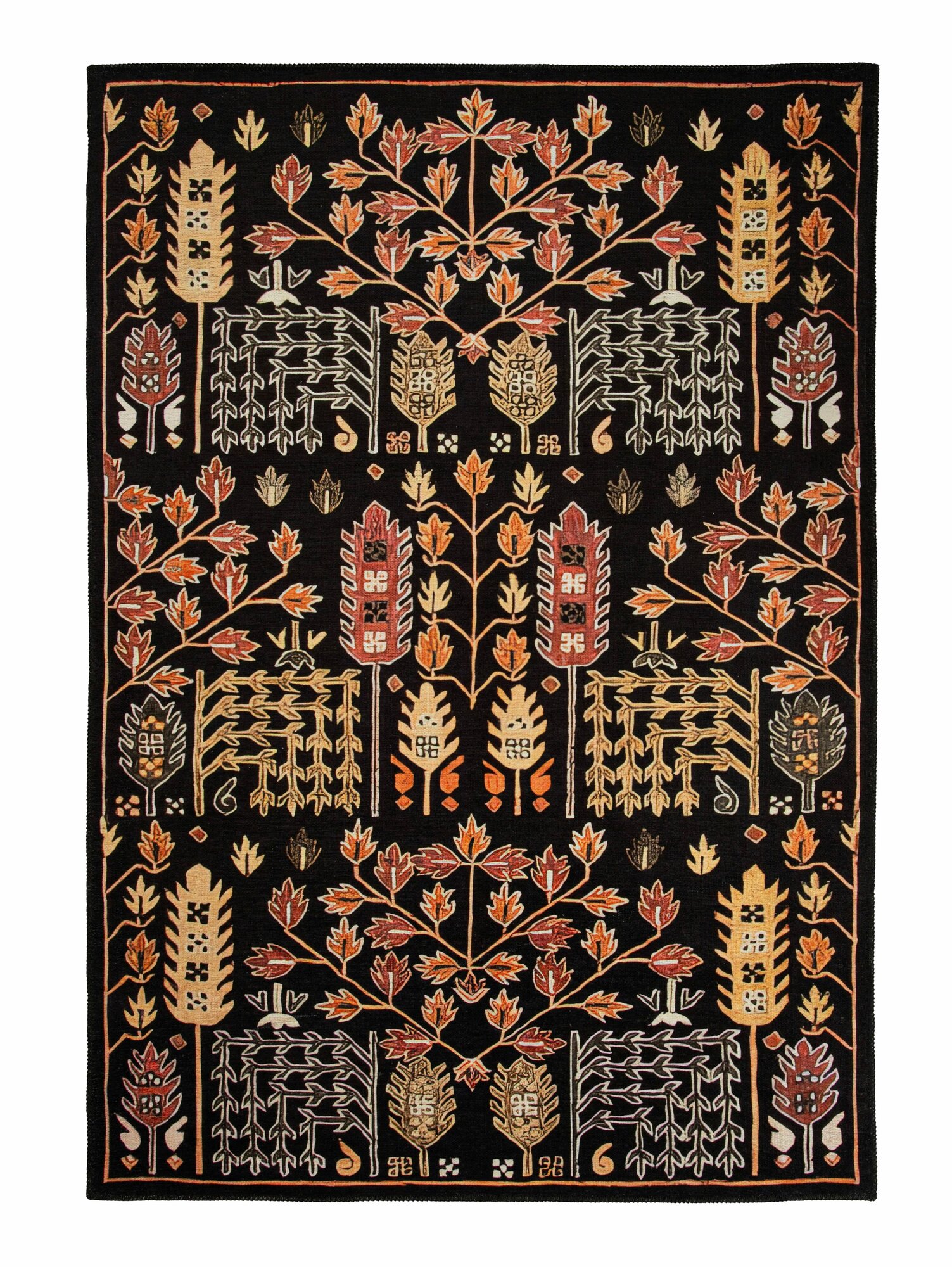 Ковер черный с этническим узором 120х180