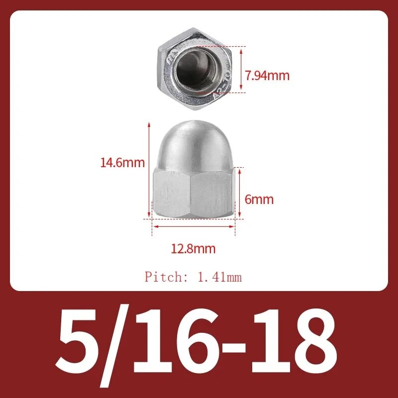 Нержавеющие шестигранные гайки UNC 6#-32 8#-32 10#-24 1/4-20 5/16-18 3/8-16 1/2-13 5I16-18(3pcs)
