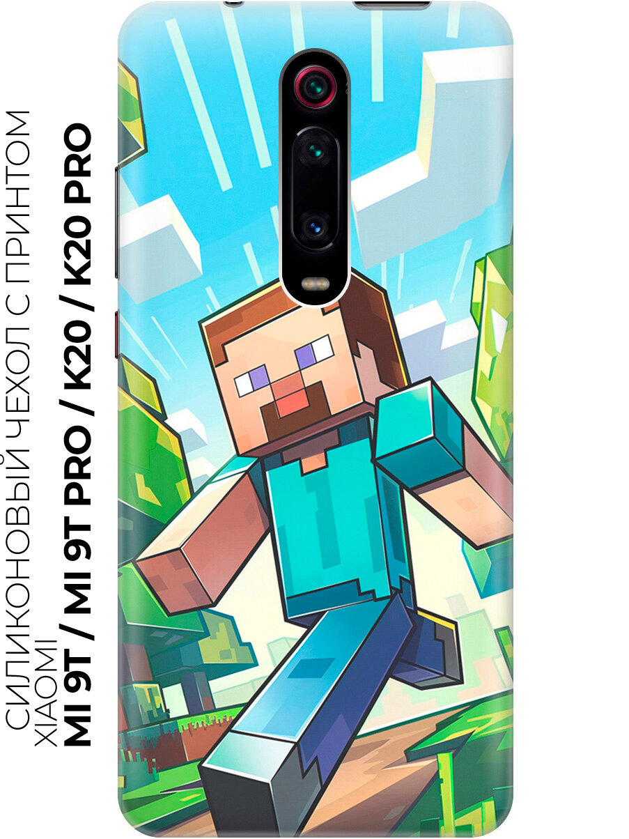 Силиконовый чехол на Xiaomi Mi 9T / Mi 9T Pro / K20 / K20 Pro с принтом "Майнкрафт"