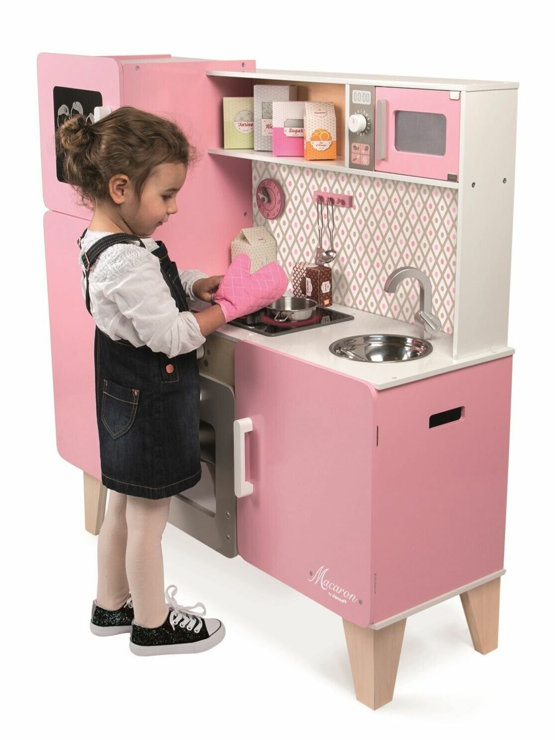 JANOD Кухня детская Macaron большая со светом и звуком с аксессуарами для детей от 3 лет
